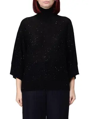 Fabiana Filippi Fabiana Filippi Pure Wool Turtleneck Sweater With Dropped Shoulders And Asymmetrical Hem Black