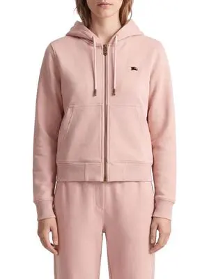 Burberry Embroidered Ekd Cotton Zip-up Hoodie Pink