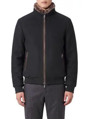 MOORER Bellati Wool And Cashmere Bomber Jacket With Fur Collar - Black