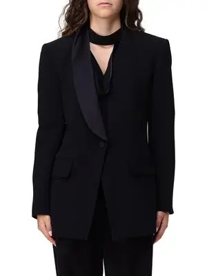 SIMONA CORSELLINI Tuxedo Blazer With Satin Shawl Collar And Lace Details - Black