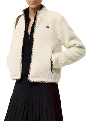 Burberry Cropped Wool-cashmere Blend Fleece Jacket - Neutrals