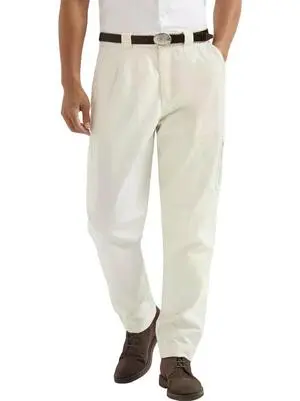 Brunello Cucinelli Peached Cotton-gabardine Cargo Trousers - Neutrals