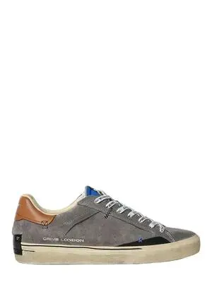 CRIME LONDON Deconstructed Logo-print Distressed-finish Sneakers - Grey