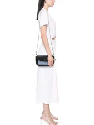 Dior Tricolor Leather Turn Lock Wallet On Chain Crossbody Bag - Black