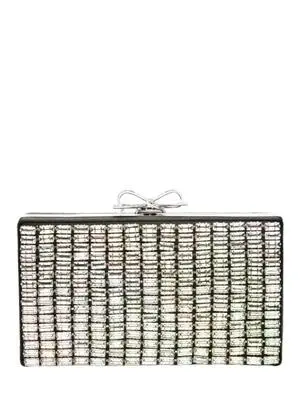 SELF-PORTRAIT Bow Crystal-embellished Clutch Bag - Silver