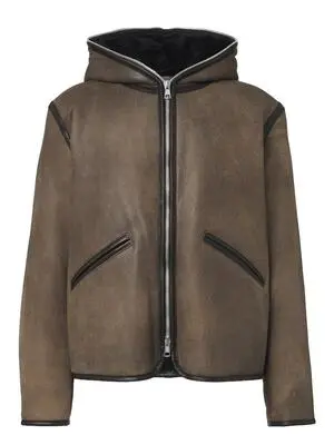 Our Legacy Hooded Shearling-lined Leather Jacket - Brown