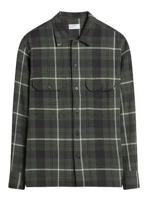 Universal Works Washed Check Utility Shirt - Olive
