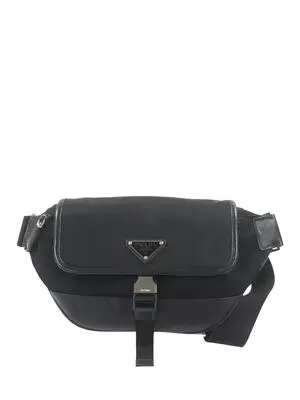 Prada 2013-2026 Saffiano Trimmed Tessuto Belt Bag - Black
