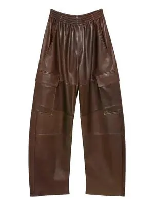 PETAR PETROV Leather Cargo Pants - Brown