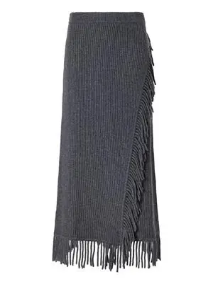 Simkhai Casey Draped Wool And Cashmere-blend Skirt Gray