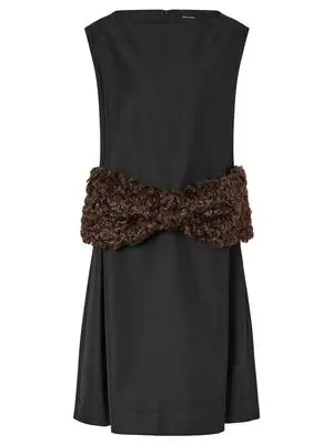Simone Rocha Plush-trimmed Twill Midi Dress - Black