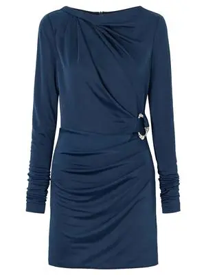 Rebecca Vallance Kiana Embellished Gathered Stretch Mini Dress - Blue