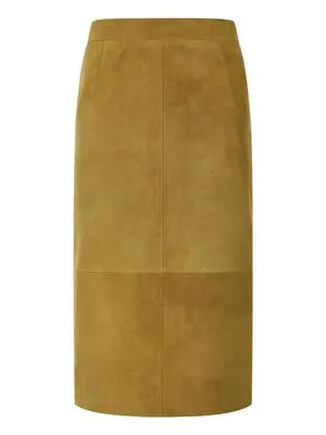 ALTUZARRA Altuzarra Hank Paneled Suede Knee-Length Skirt