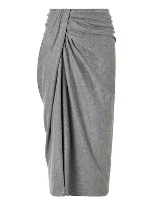 MARANT ETOILE Gathered Draped Stretch Midi Skirt - Gray