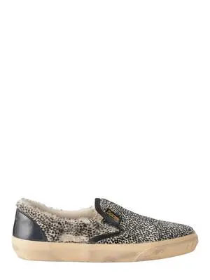 GOLDEN GOOSE Vce Penstar' Animal-print Calf Hair Slip-on Sneakers - Black