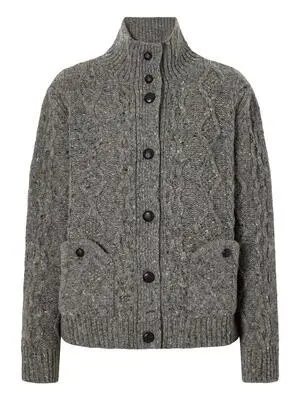 BLAZÉ MILANO Elfe Joni Cable-knit Wool-blend Cardigan - Gray