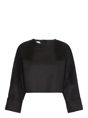MAX MARA Max Mara Cropped Stretch-Virgin Wool Top With Suede Panelling