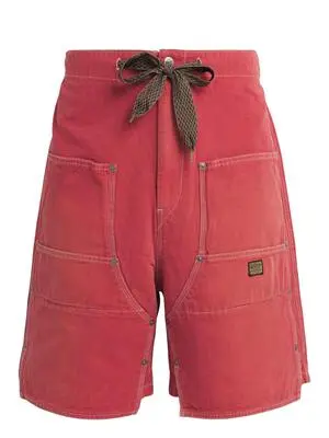 Kapital Contrast Stitch Carpenter Shorts - Red