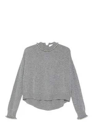 CIRCUS HOTEL Stud-embellished Long-sleeve Sweater - Silver