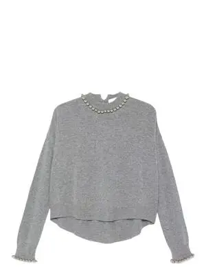 CIRCUS HOTEL Embellished Crew Neck Sweater - Silver