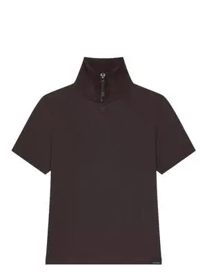 COURREGES Zip-neck Ribbed Collar T-shirt - Brown
