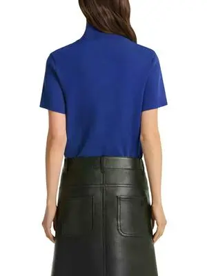 COURREGES Milano Knit Ribbed High Neck Top - Blue