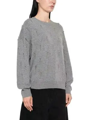 CIRCUS HOTEL Stud-embellished Knitted Sweater - Grey