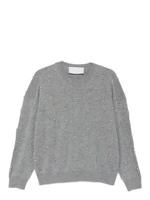 CIRCUS HOTEL Stud Embellished Fine Knit Sweater - Grey