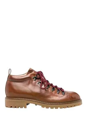 Eleventy Lace-up Leather Hiking Boots - Brown