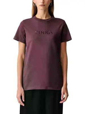 Pinko Embroidered Logo Cotton T-shirt - Red