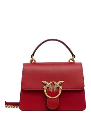 Pinko Love Birds Hardware Leather Handbag - Red