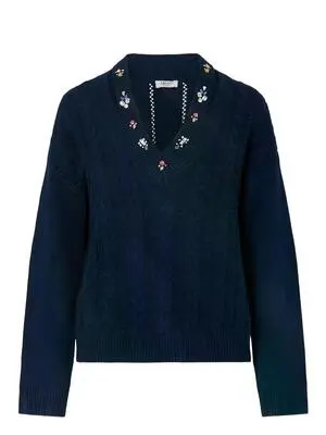 Liu Jo Sweater With Jewel Embroidery - Blue