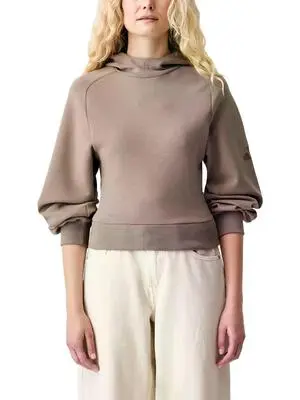 Adidas Soft Lux Logo-patch Long-sleeve Hoodie - Brown