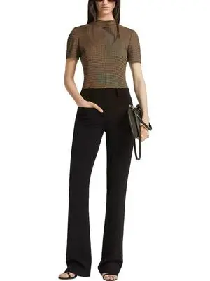 COURREGES Courrèges Heritage Houndstooth Pattern High Neck Top Brown