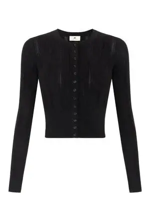Elisabetta Franchi Knit Openwork Cardigan - Black
