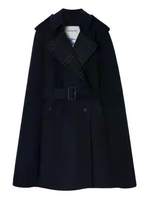 Burberry Wool Belmont Trench Cape - Blue