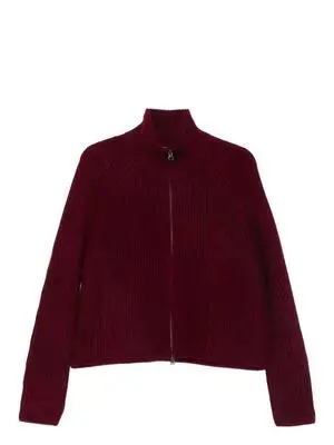 LISA YANG Sadie Ribbed-knit Zip-up Cardigan - Red