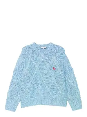 Stine Goya Cable Knit Embroidered Logo Sweater - Blue