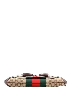 Gucci Gucci Horsebit NM Web Chain Clutch GG Canvas Medium Shoulder Bag Brown