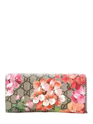 Gucci Dionysus Chain Wallet Blooms Print Gg Coated Canvas Long Clutch Bag - Brown