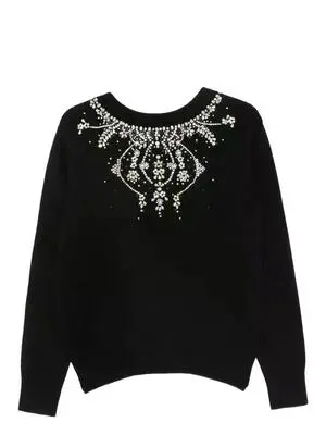CIRCUS HOTEL Embellished Low-back Sweater - Black