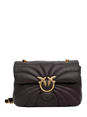 Pinko Large Love Quilted Leather Crossbody Bag - Brown