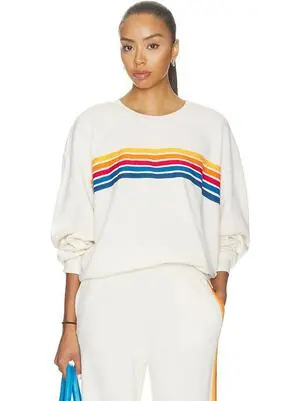 Aviator Nation 5 Stripe Crew Relaxed Sweatshirt In . Also - White