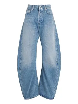 AGOLDE Agolde Curved Hem Spiral Mid-Rise Baggy Jeans Blue