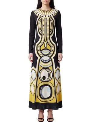 La DoubleJ Ethnic Print A-line Midi Dress - Multicolor