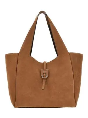 Hogan Suede Shoulder Bag With H Logo - Cocoa