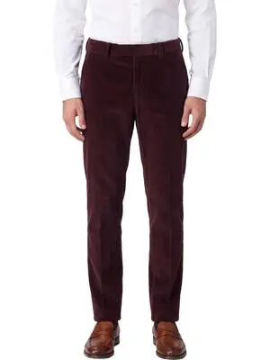 PT TORINO Slim Fit Corduroy Cotton Chino Trousers - Plum