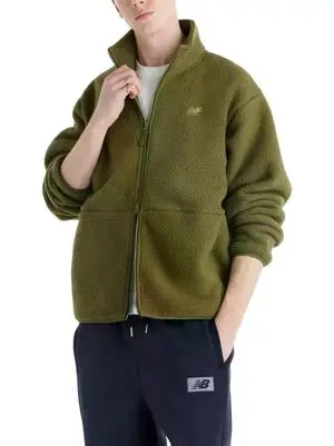 NEW BALANCE High-pile Fleece Jacket With Embroidered Logo - Green