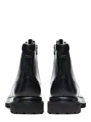 POCHE PARIS Leather Lace-up Ankle Boots - Black