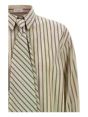 BRUNELLO CUCINELLI Brunello Cucinelli Striped Tie-Detailed Shirt